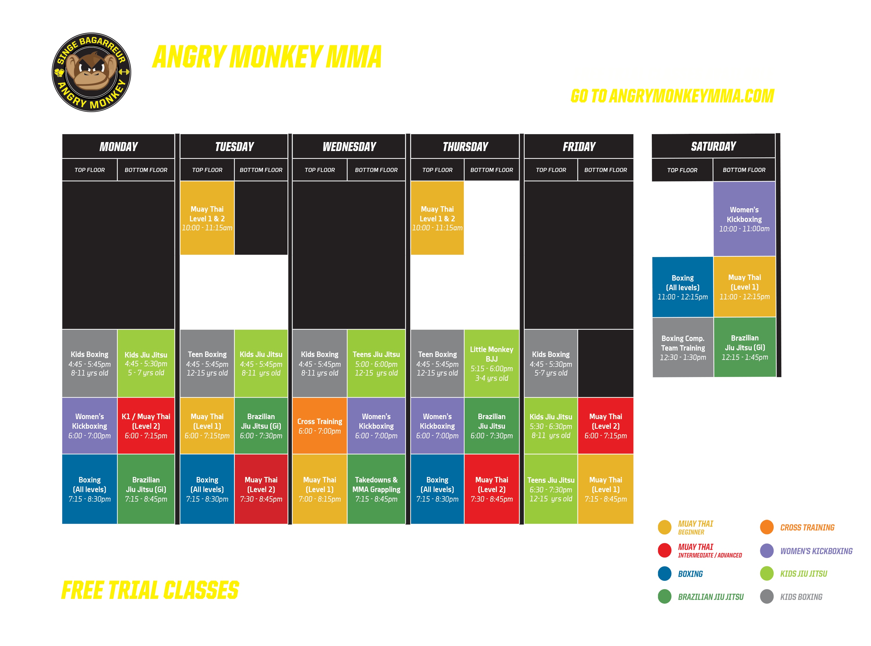 Schedule - Angry Monkey MMA