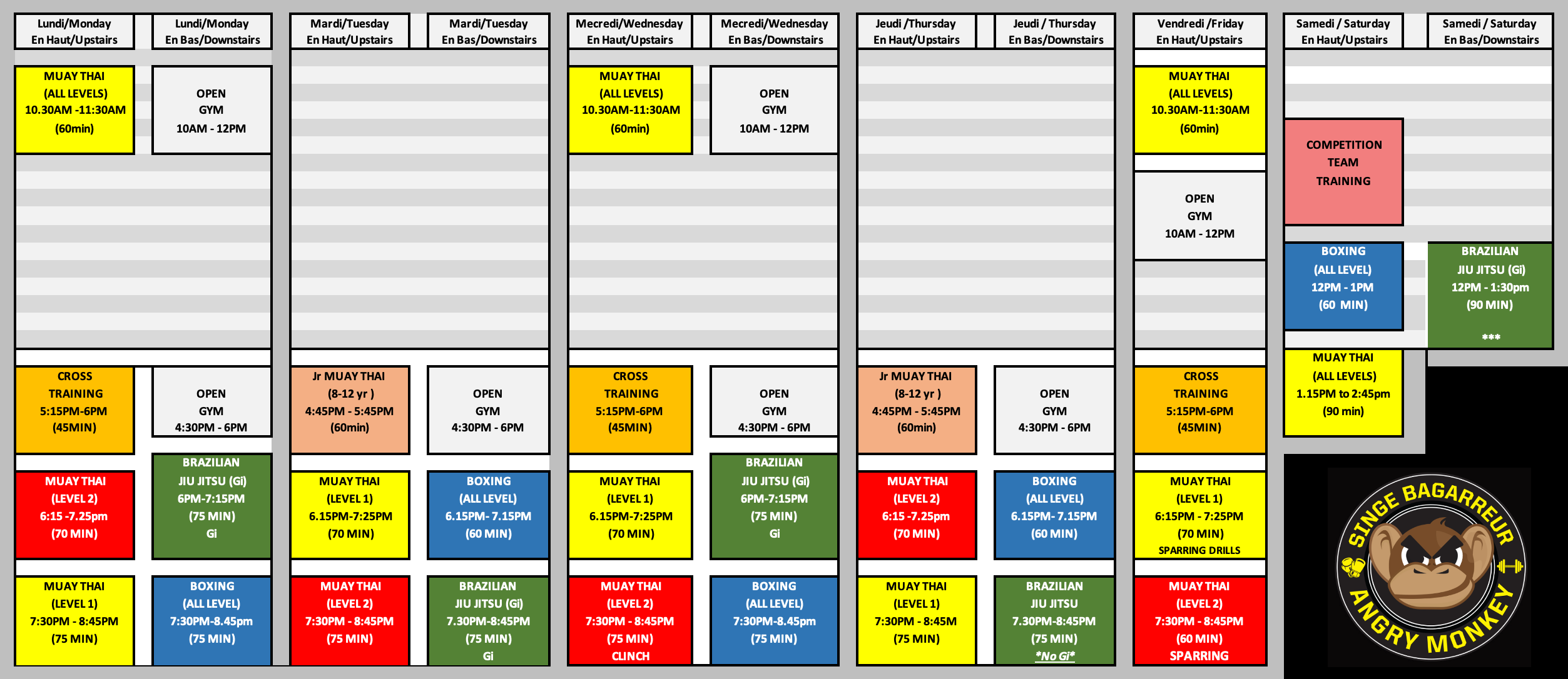 Schedule - Angry Monkey MMA Gym