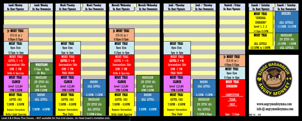 Schedule - Angry Monkey MMA Gym